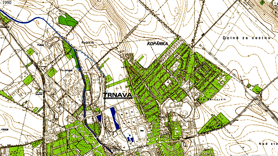 Vývoj územia na mapách :: Trnava Kopánka